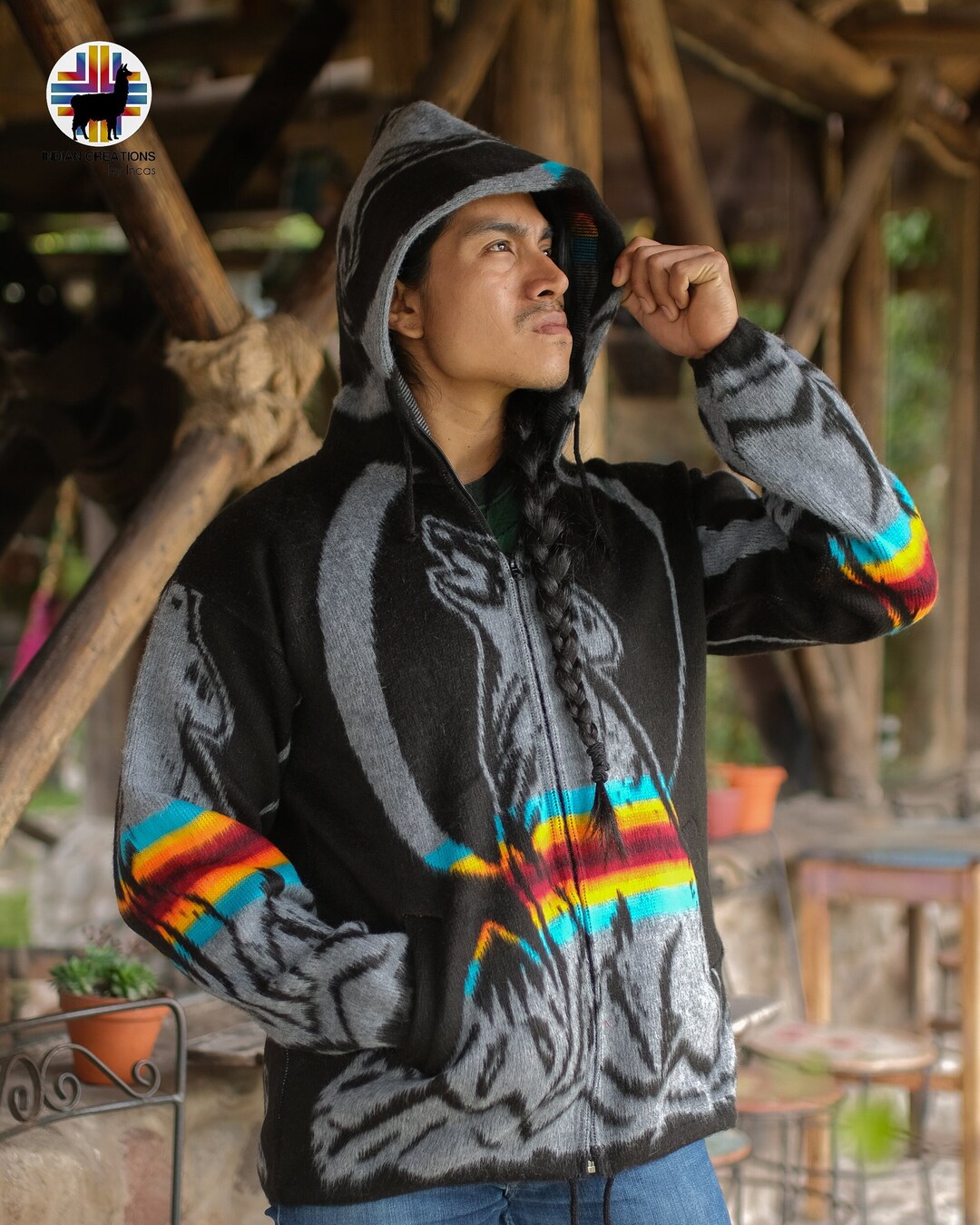 Alpaca Wool Jacket (wolf Spirit) Handcrafted by Indigenous Hands. Super ...