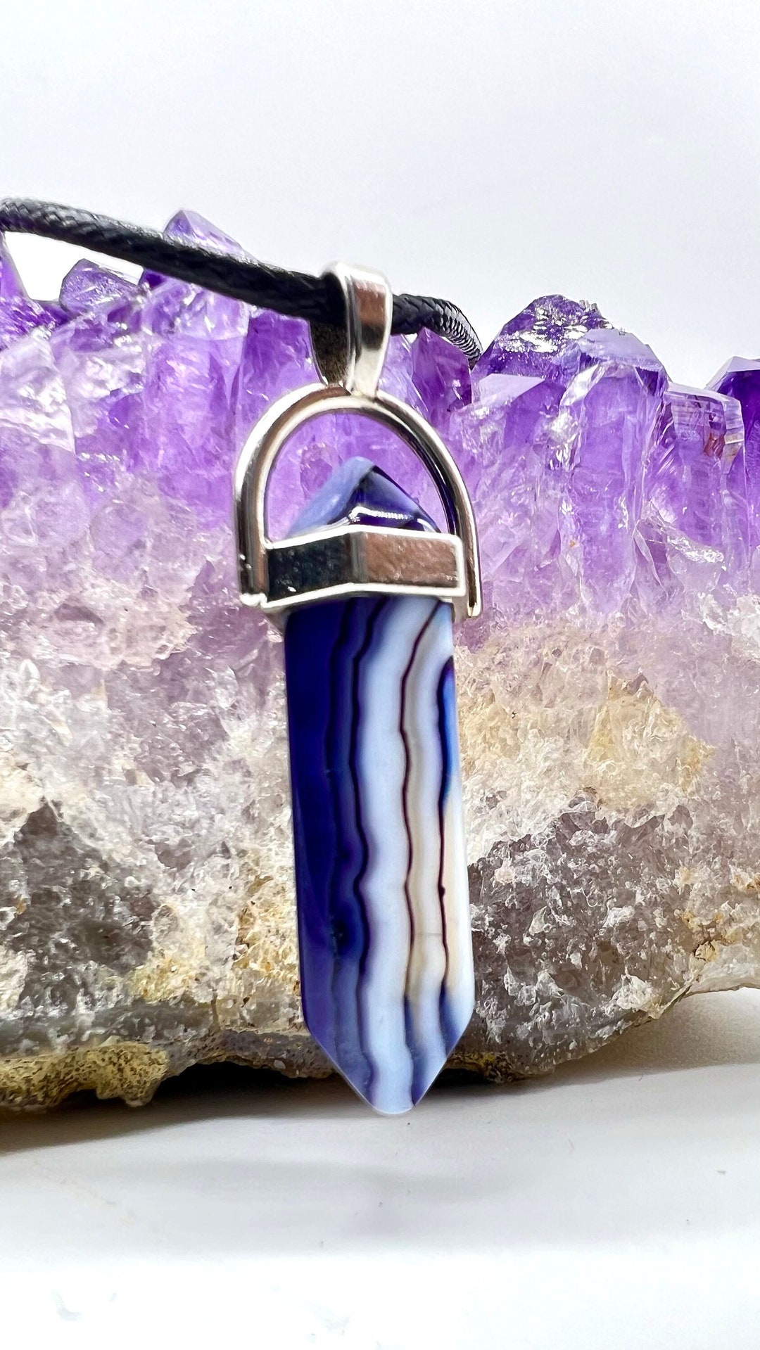 Crystal Pendulum Necklace. Chakra Pendant. Wire Wrapped Gemstone ...