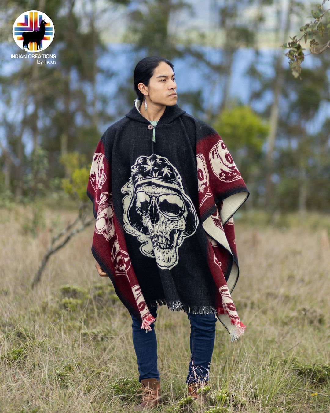Handmade Alpaca Wool Poncho (crazy Skull) Handcrafted by Indigenous ...