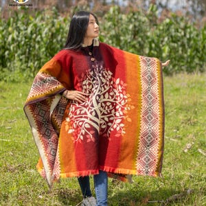 Alpaca Wool Poncho (tree of Life) Handcrafted by Indigenous Hands. Soft ...