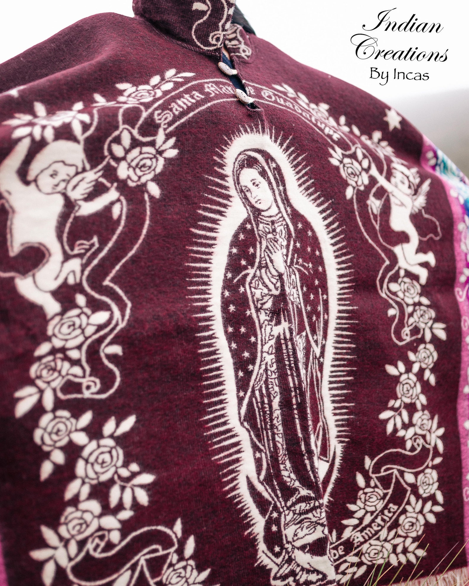 Our Lady of Guadalupe IV Alpaca Poncho. Virgen De Guadalupe. Handmade ...