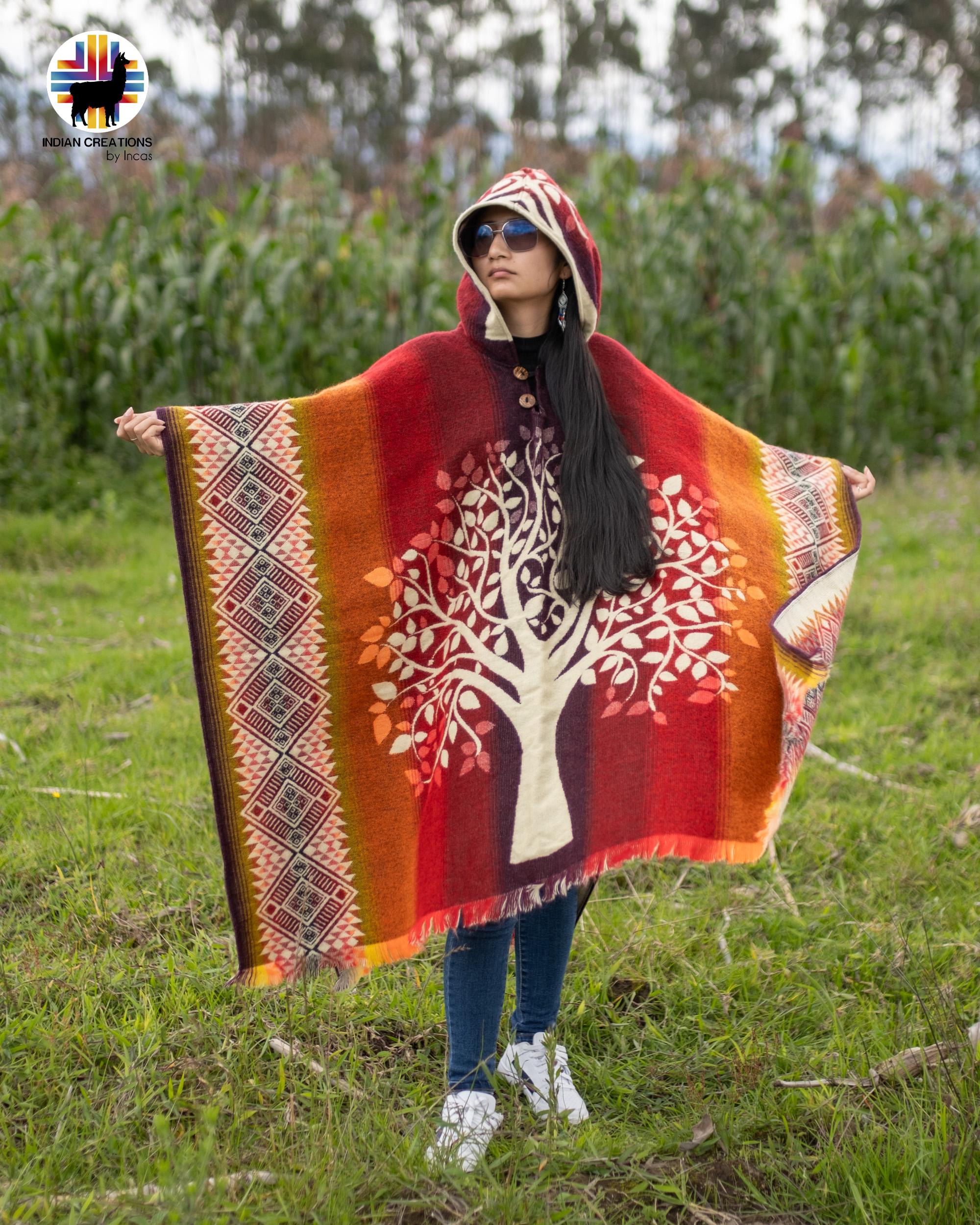 Alpaca Wool Poncho (tree of Life) Handcrafted by Indigenous Hands. Soft ...