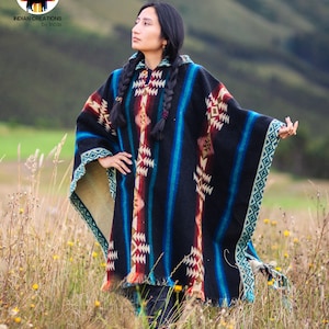 Alpaca Wool Poncho (northern Lights) Handcrafted by Indigenous Hands ...