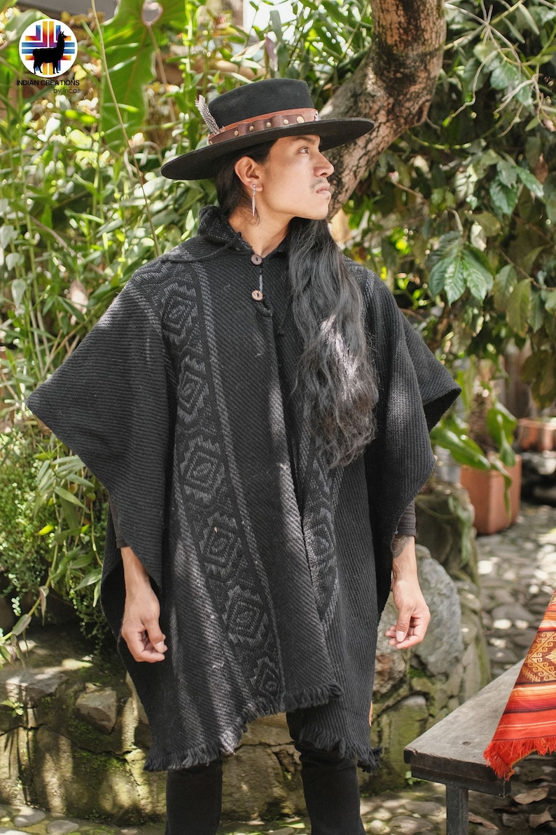 Deep Forest Handmade Wool Poncho. Closed in the Front With Hood ...