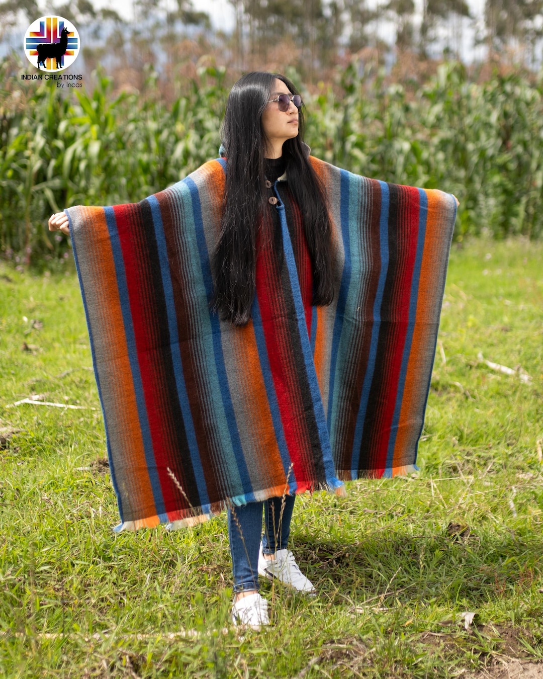 Alpaca Wool Poncho (tagetes Patula) Handcrafted by Indigenous Hands ...