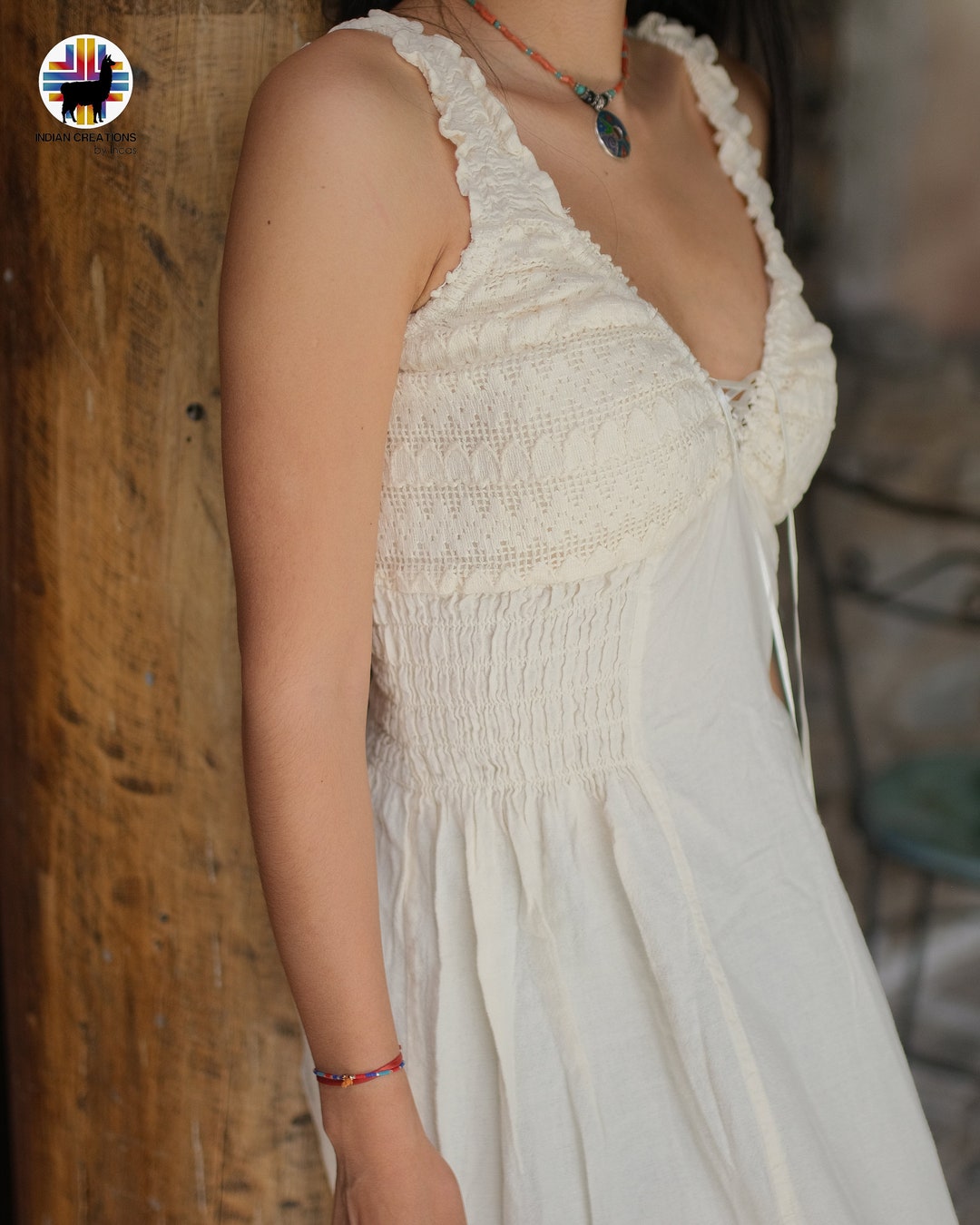 Hand-stitched Cotton Dress (peep). Bohemian Style. Super Comfortable and Machine Washable. One ...