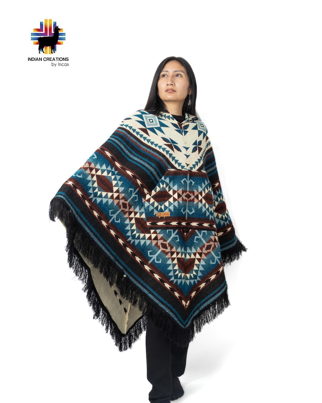 Handcrafter Alpaca Poncho: V-shape Hooded Design - Etsy