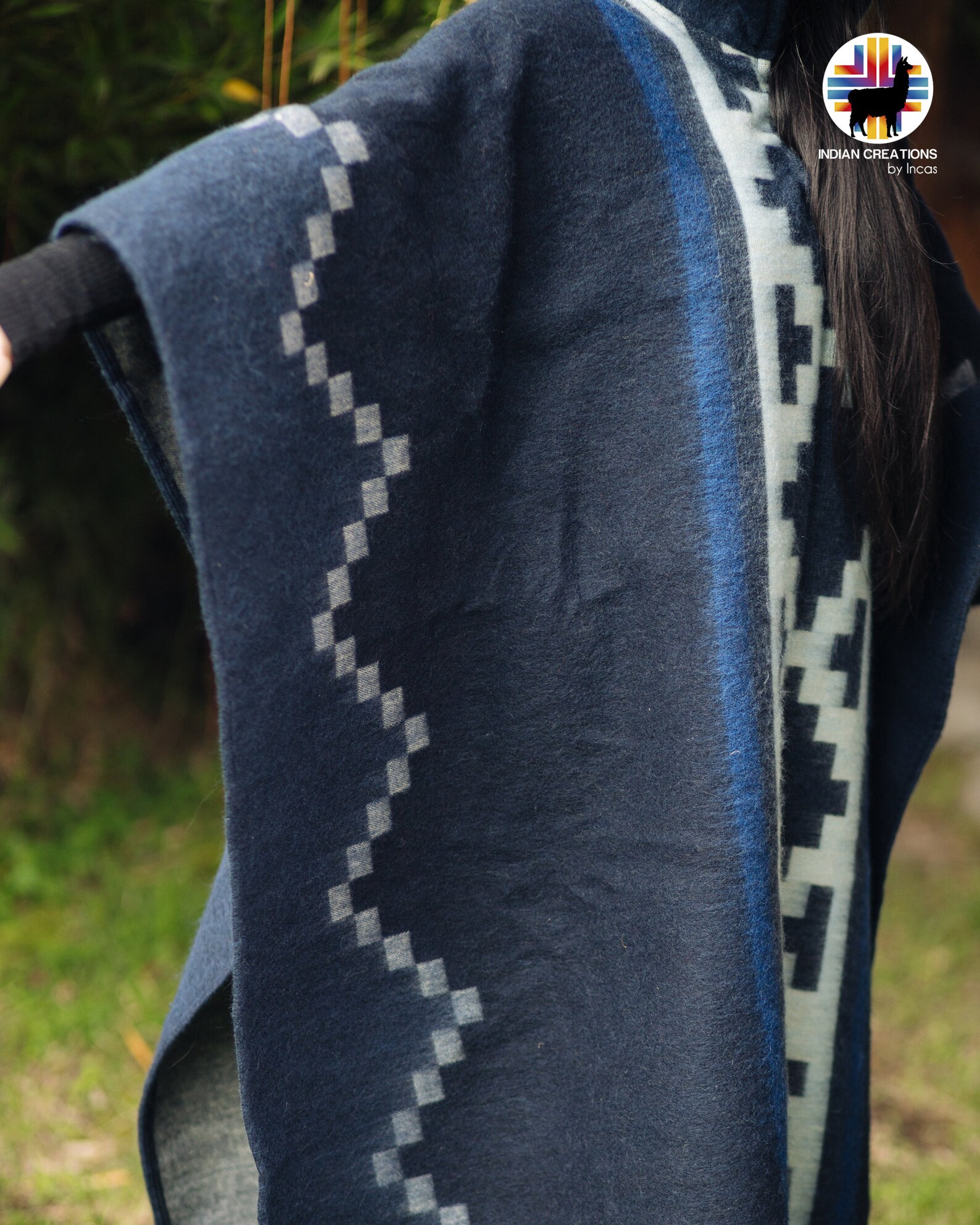 Alpaca Wool Poncho (bluebell) Handcrafted by Indigenous Hands. Soft and ...