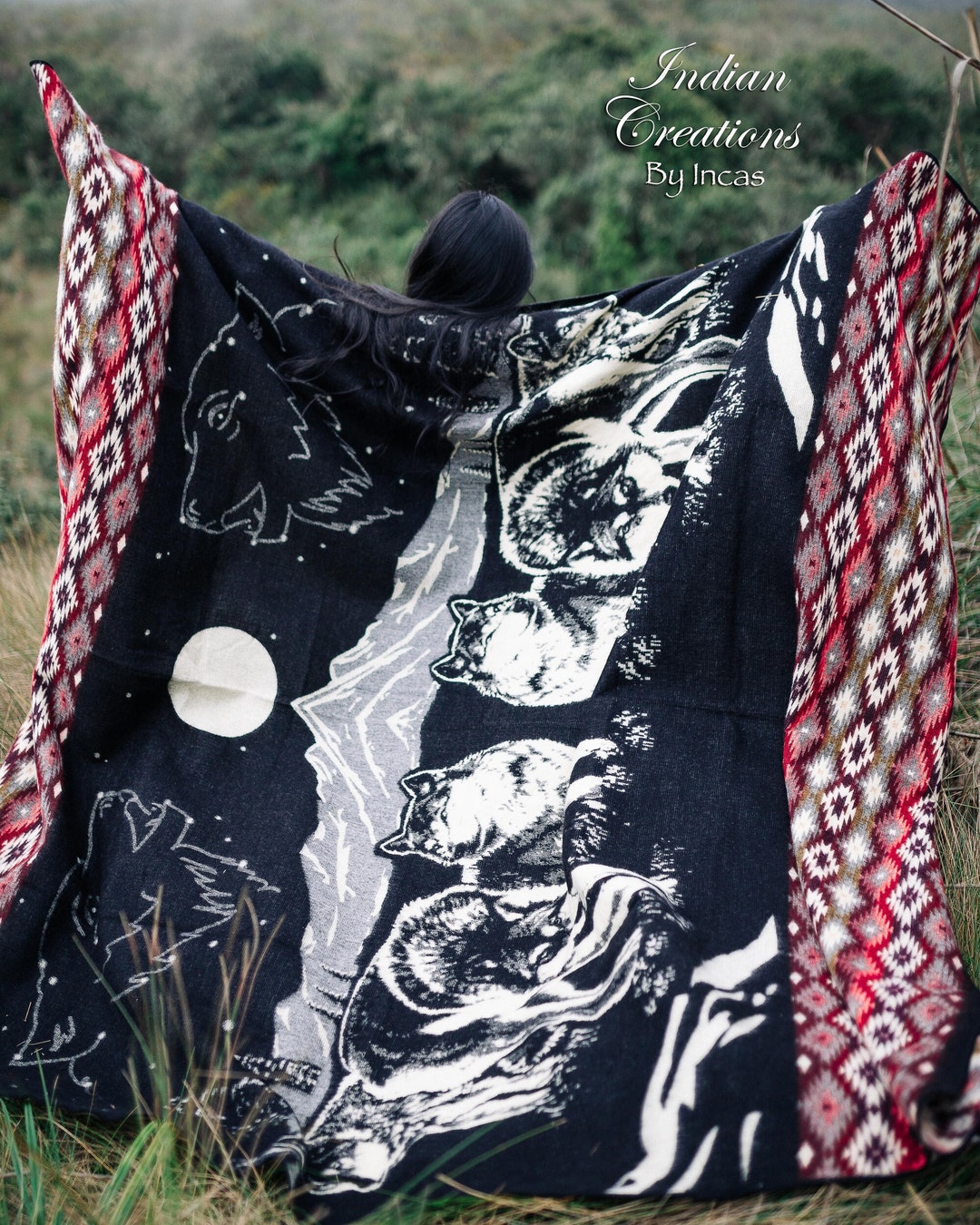 Native American Wolf Pack Blanket. Made of Ultra Soft Alpaca Wool ...