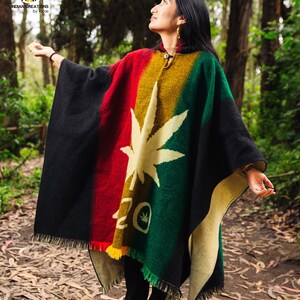 Alpaca Wool Poncho (4.20 Rasta Style) Handcrafted by Indigenous Hands ...