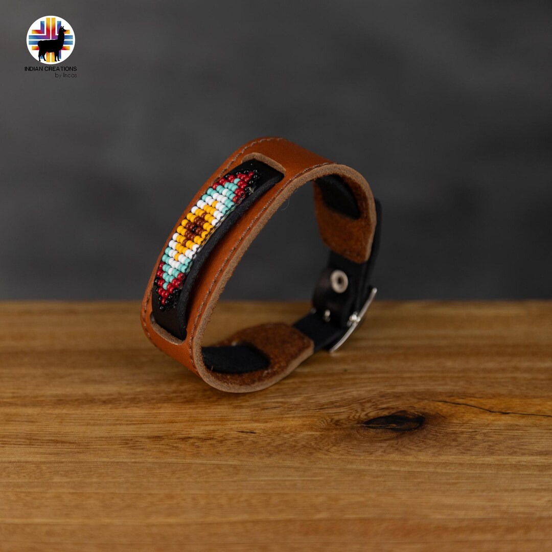 Beaded Cuff Bracelets. Handmade by Indigenous Hands. Leather Bracelets ...