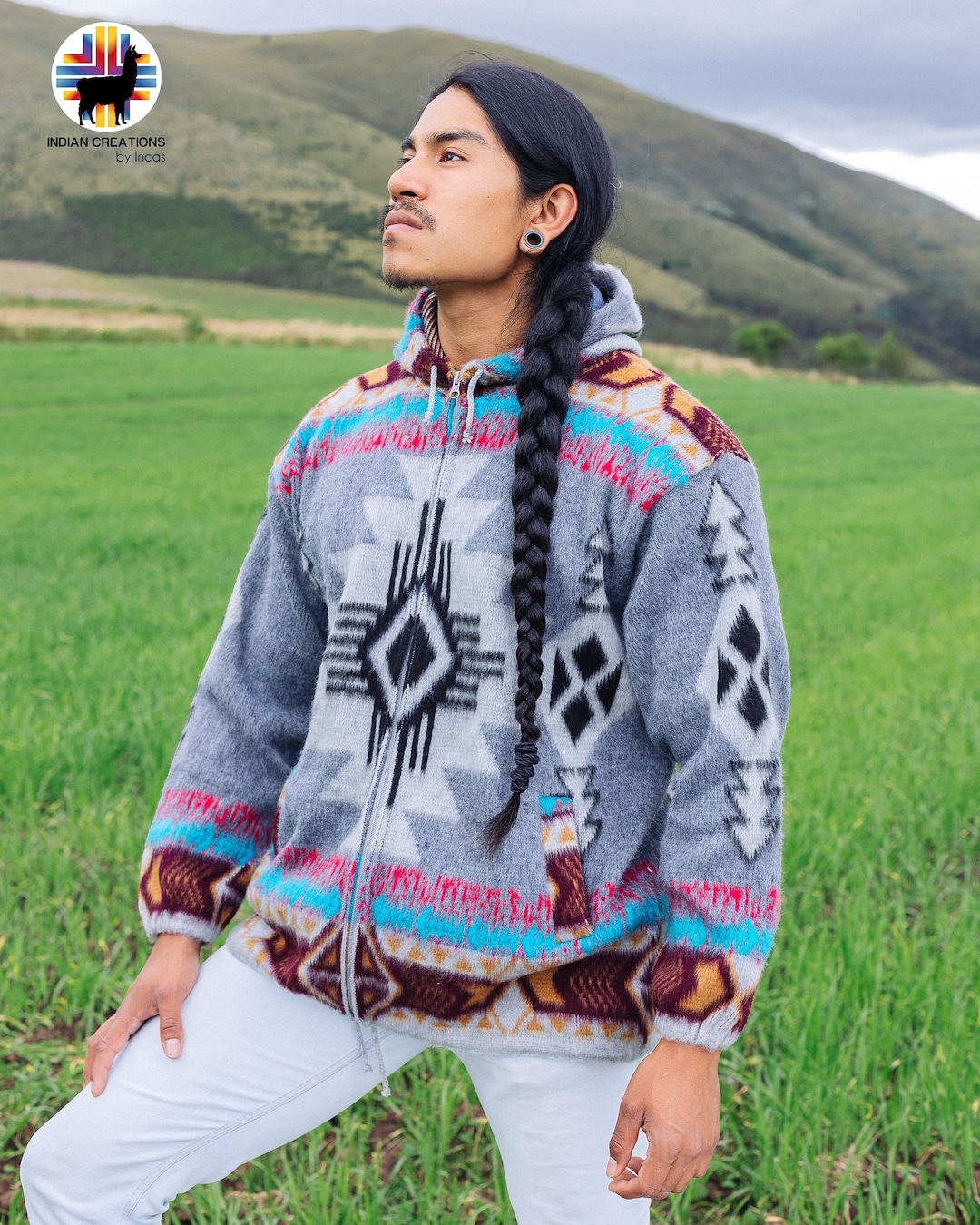Alpaca Jacket. (grey Forest) Unisex Use. Handcrafted by Indigenous ...