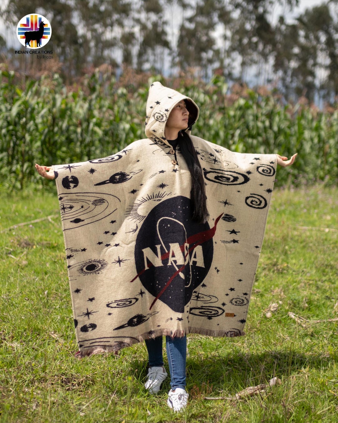 Alpaca Wool Poncho(interstellar Clouds)handcrafted by Indigenous Hands ...
