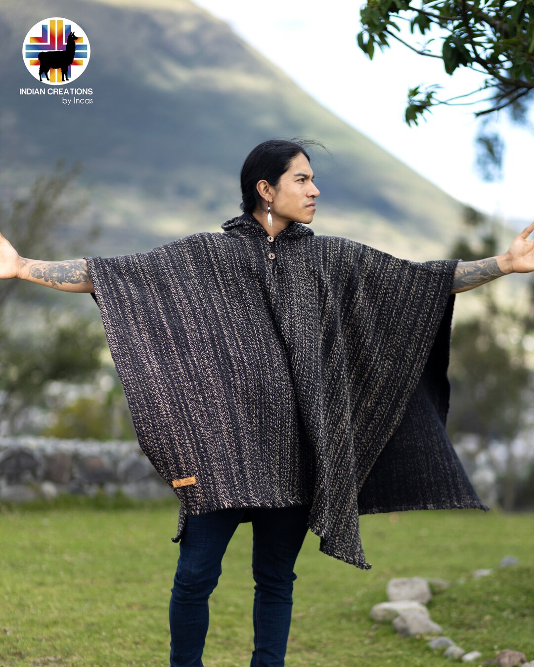 Handmade 100% Sheep Wool Poncho. (gold Rainy) Unisex. One Size. Crafted ...
