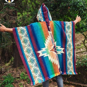 Alpaca Wool Poncho (sunset in the Forest) Handcrafted by Indigenous ...
