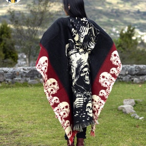 Alpaca Poncho santa Muerte Handcrafted by Indigenous Hands. Soft and ...