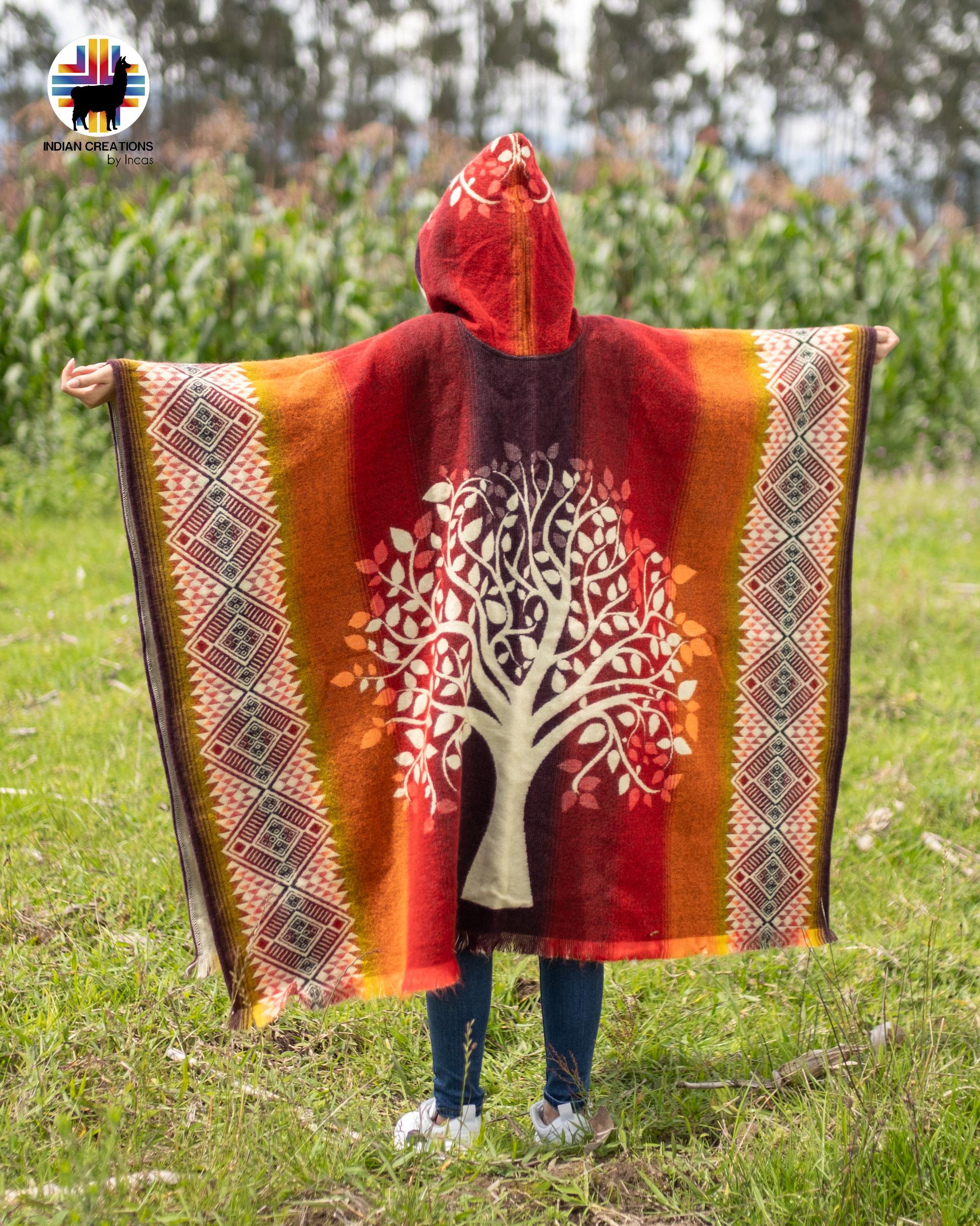 Alpaca Wool Poncho (tree of Life) Handcrafted by Indigenous Hands. Soft ...