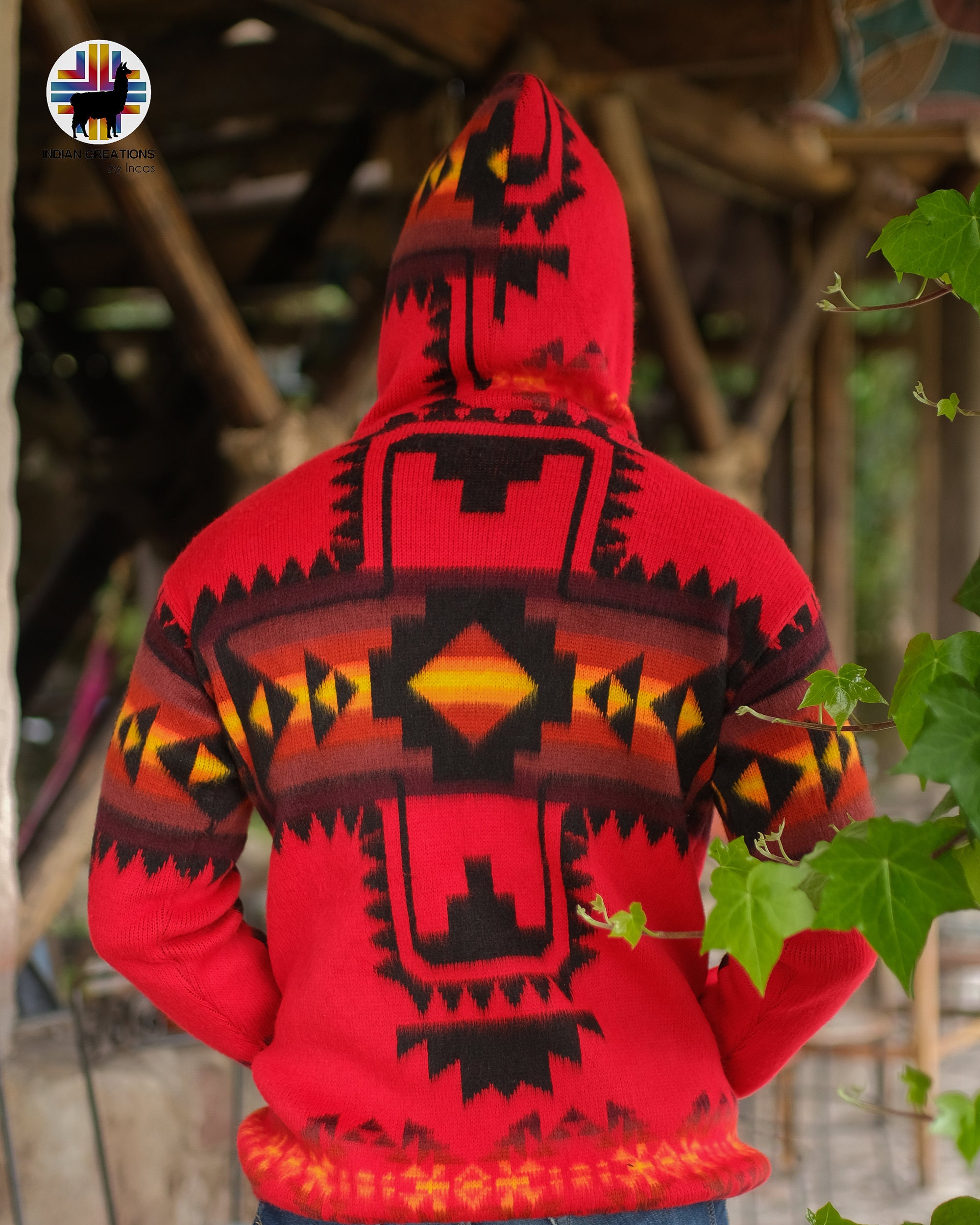 Handcrafted Alpaca Wool Jacket (red Sunset) Crafted by Indigenous Hands ...