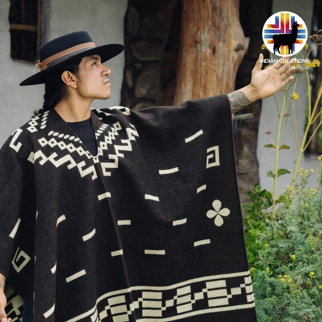 Exclusive Design Alpaca Wool Poncho. Crafted by Indigenous Hands. Soft ...