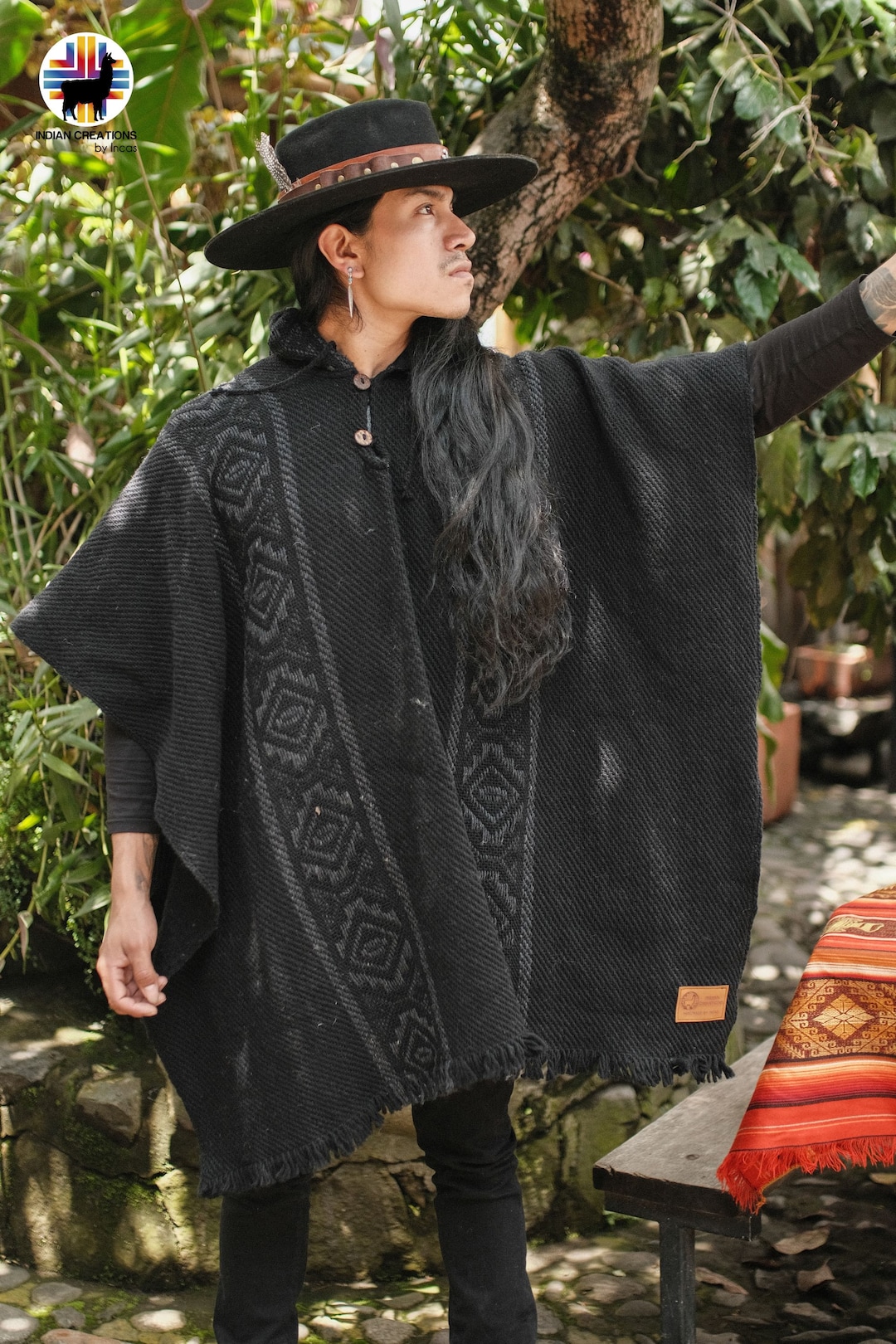 Deep Forest Handmade Wool Poncho. Closed in the Front With Hood ...