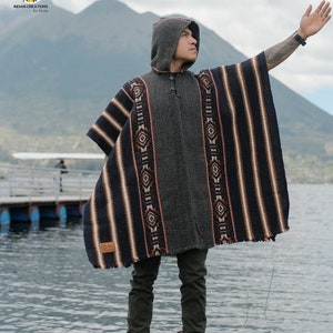 Handmade Sheep Wool Poncho. (desert Night) Closed in the Front With ...