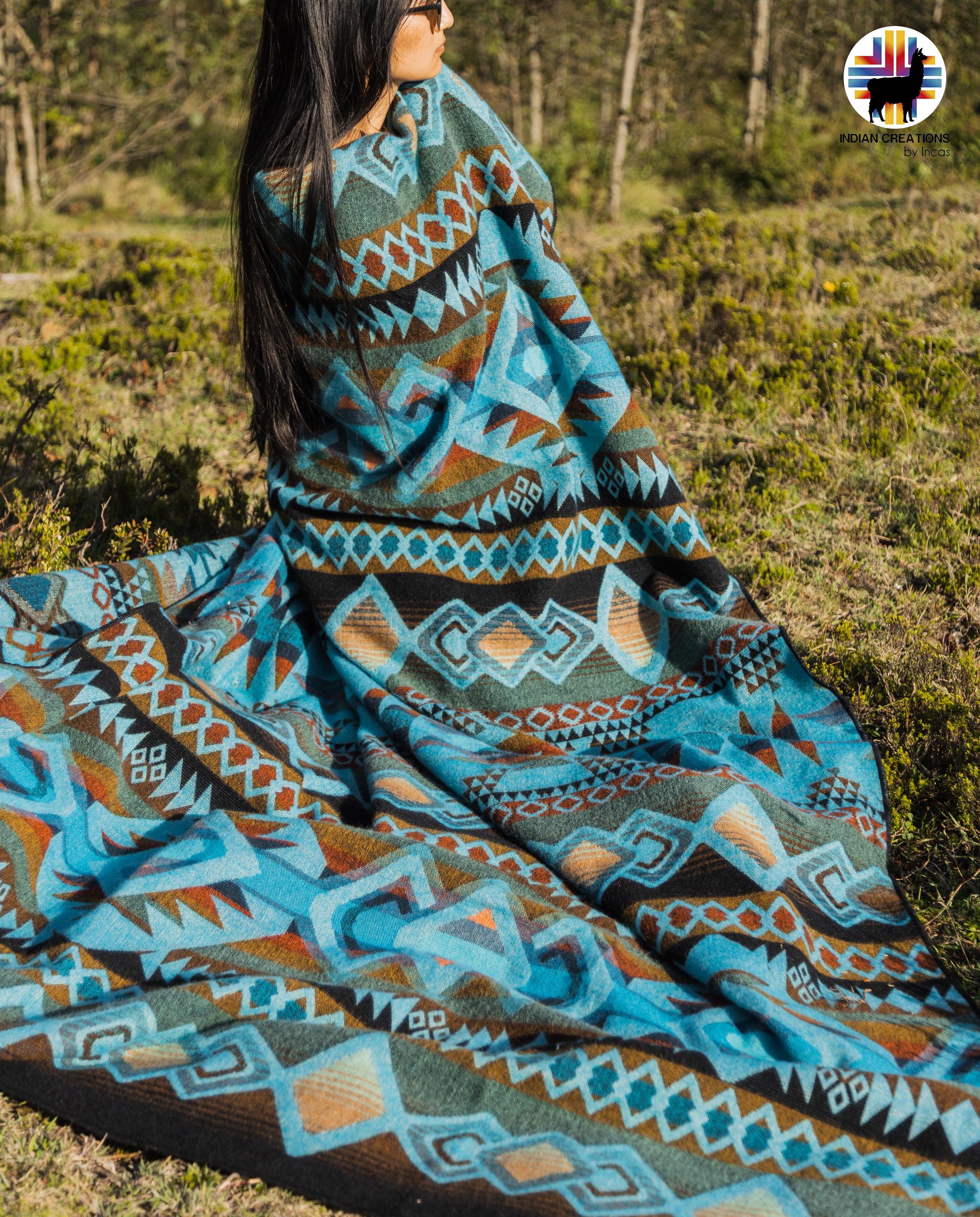 KING SIZE and Heavy-duty Alpaca Blanket (blue Morpho). Handcrafted by ...