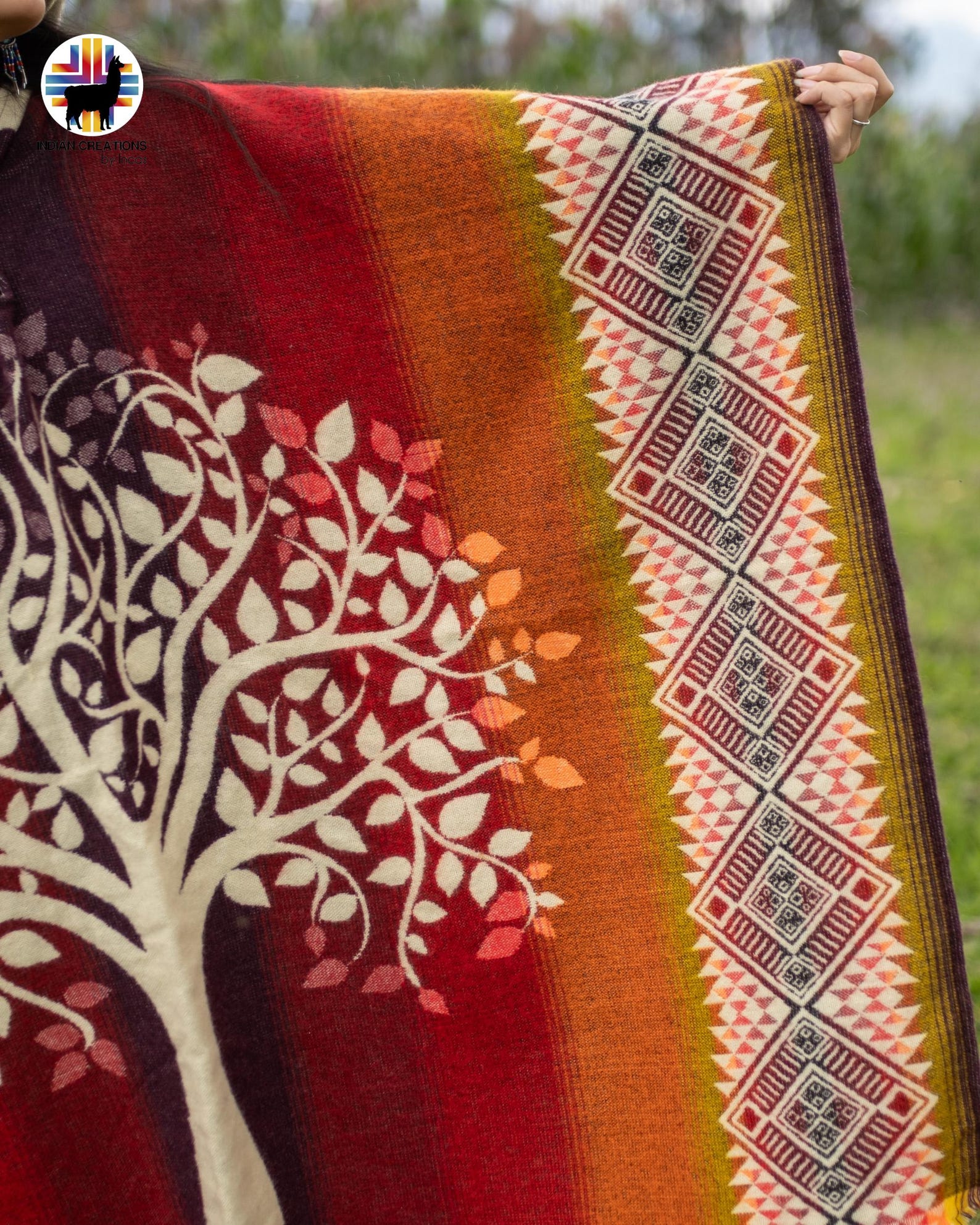 Alpaca Wool Poncho (tree of Life) Handcrafted by Indigenous Hands. Soft ...