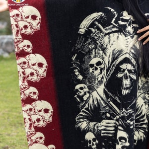 Alpaca Wool Poncho (santa Muerte) Handcrafted by Indigenous Hands. Soft ...