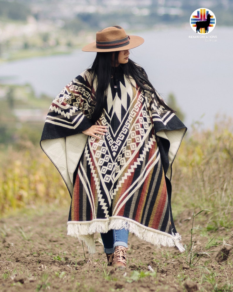 Alpaca Wool Poncho (patagonian Desert) Crafted by Indigenous Hands ...