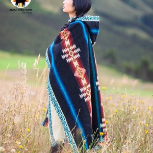 Alpaca Wool Poncho (northern Lights) Handcrafted by Indigenous Hands ...