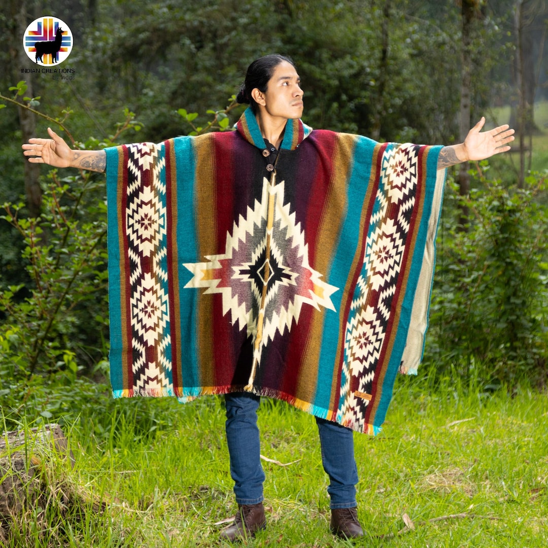 Alpaca Wool Poncho (kampong) Crafted by Indigenous Hands. Soft and Warm ...
