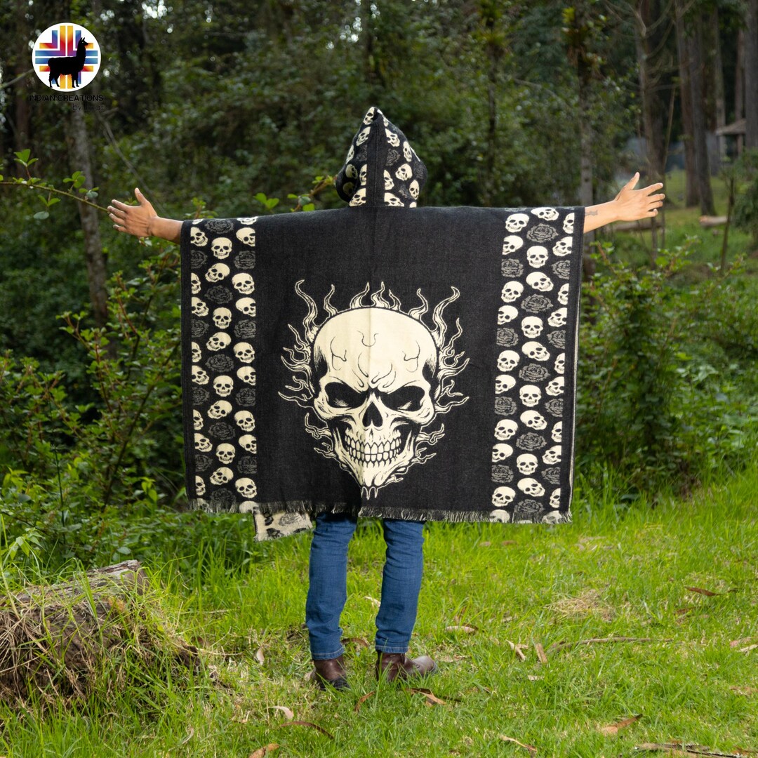 Alpaca Wool Poncho (ghost Rider) Crafted by Indigenous Hands. Soft and ...