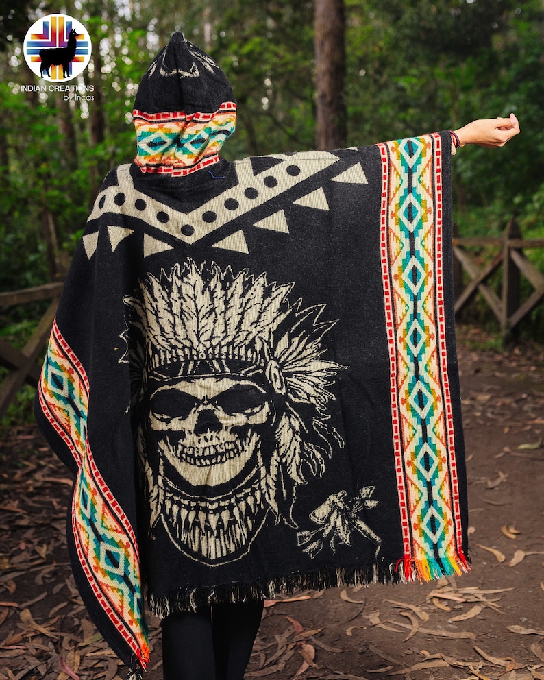 Alpaca Poncho chief's Blood II Handcrafted by Indigenous - Etsy