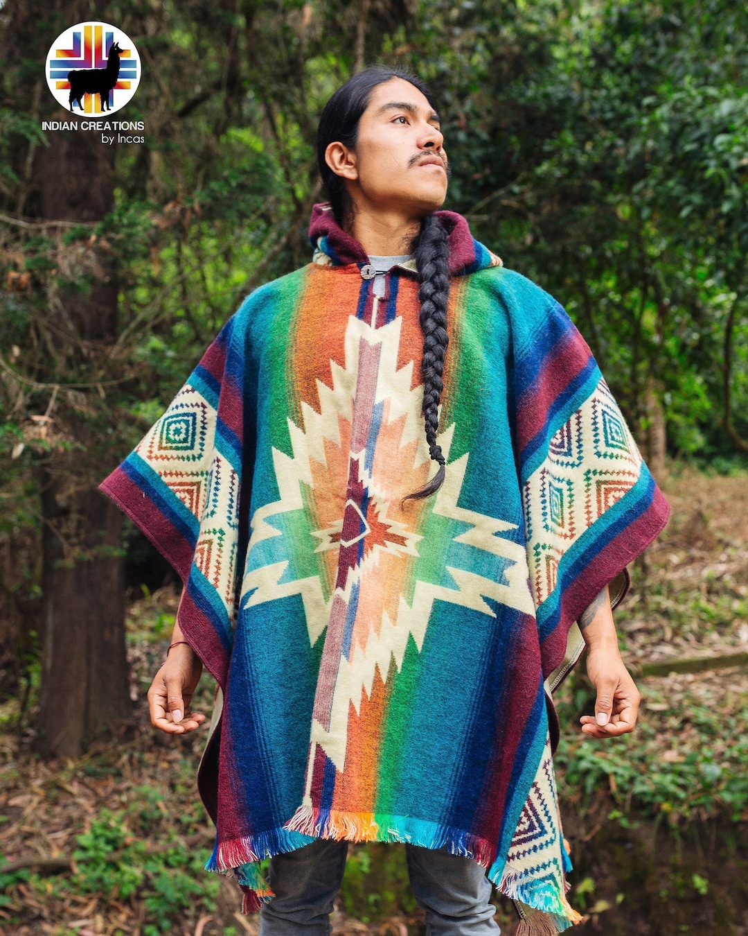 Alpaca Wool Poncho (sunset in the Forest) Handcrafted by Indigenous ...