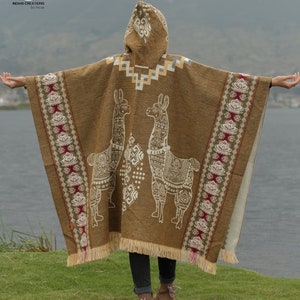 Unisex Alpaca Wool Poncho. (khaki Alpaca) One Size. Exclusively ...