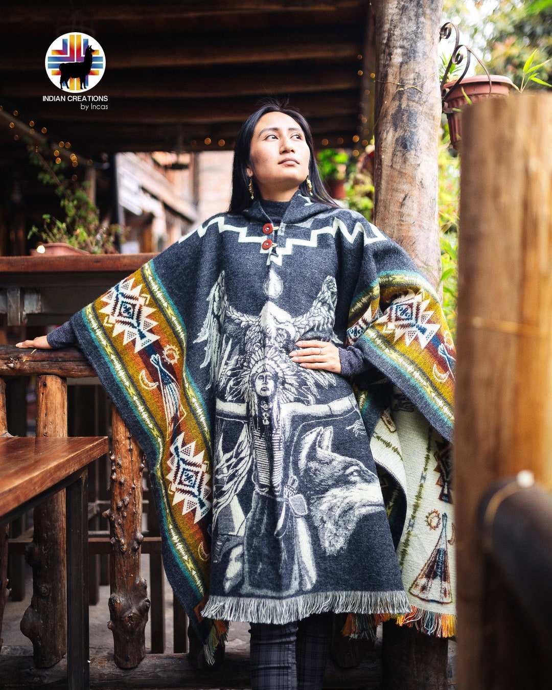 Alpaca Wool Poncho (gray Wide Connection) Handcrafted by Indigenous ...