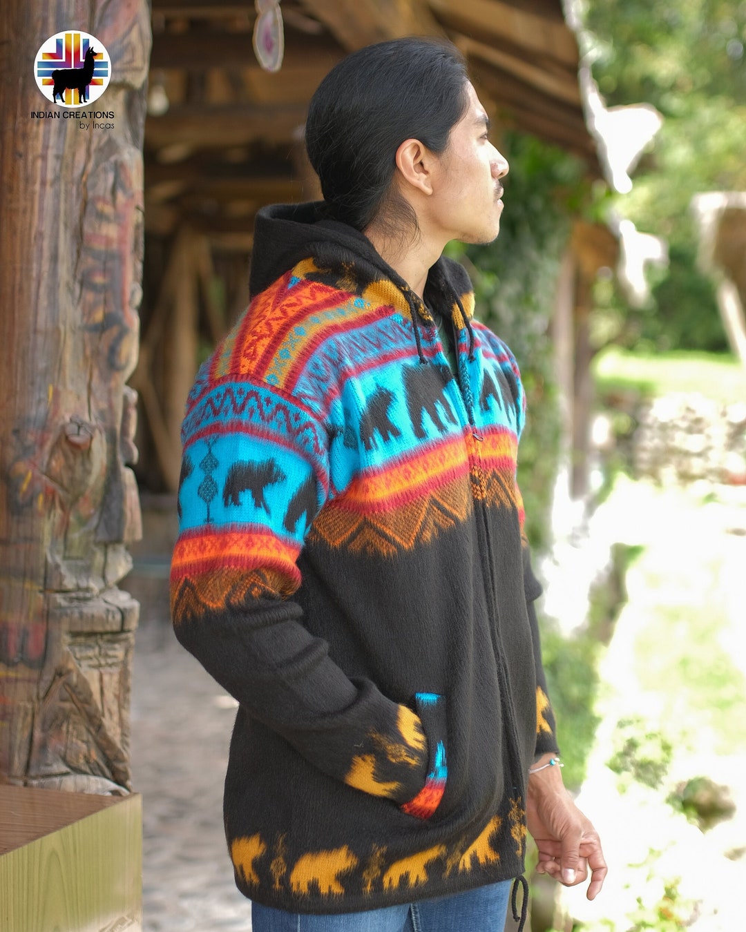 Alpaca Wool Jacket (bear in the Sunset) Handcrafted by Indigenous Hands ...