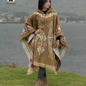 Unisex Alpaca Wool Poncho. (khaki Alpaca) One Size. Exclusively ...
