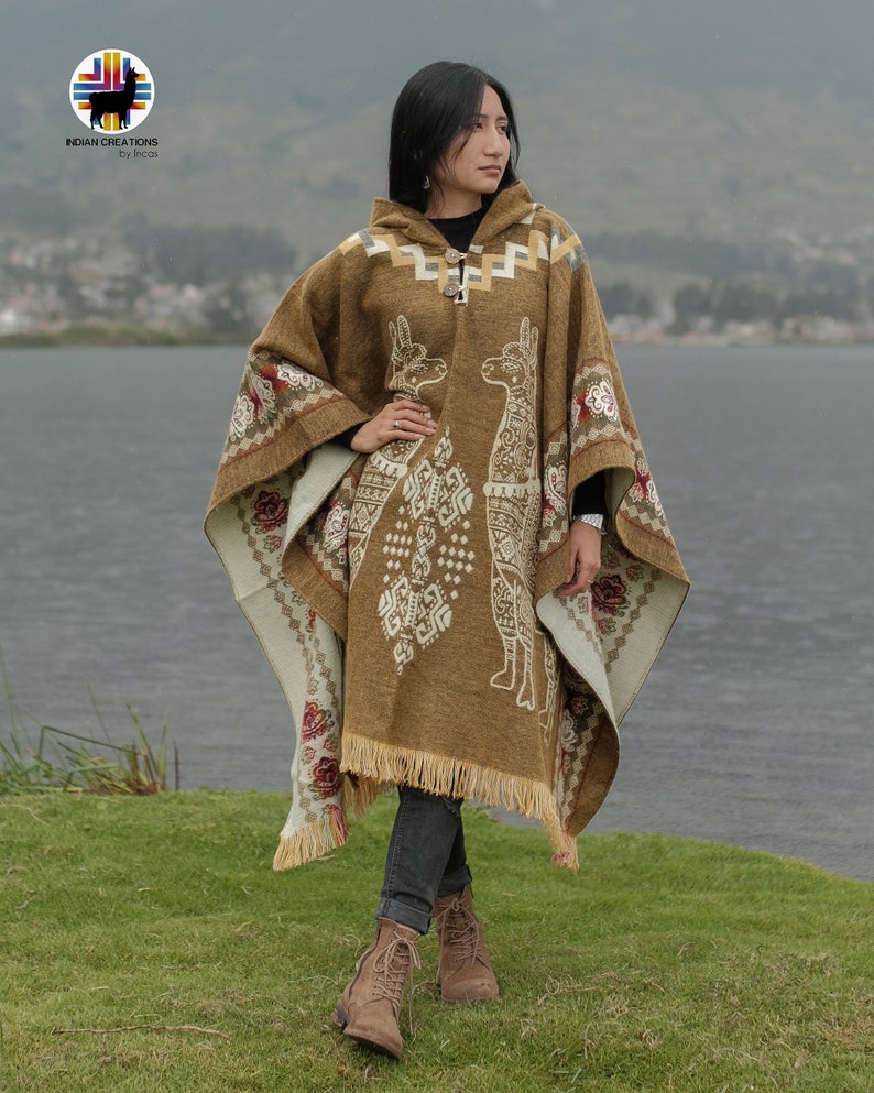 Unisex Alpaca Wool Poncho. (khaki Alpaca) One Size. Exclusively ...
