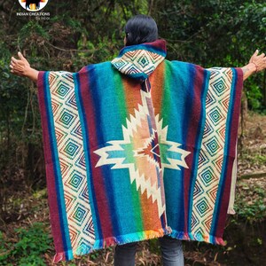 Alpaca Wool Poncho (sunset in the Forest) Handcrafted by Indigenous ...