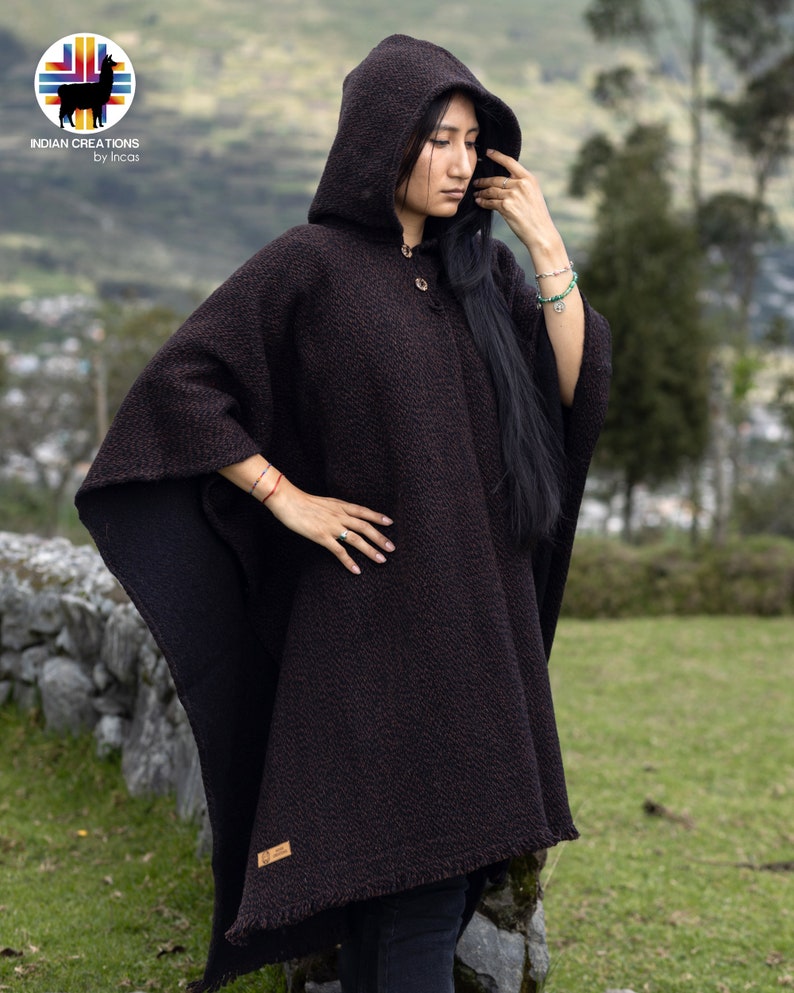 Handmade Wool Poncho. (truffle) Closed in the Front With Hood ...