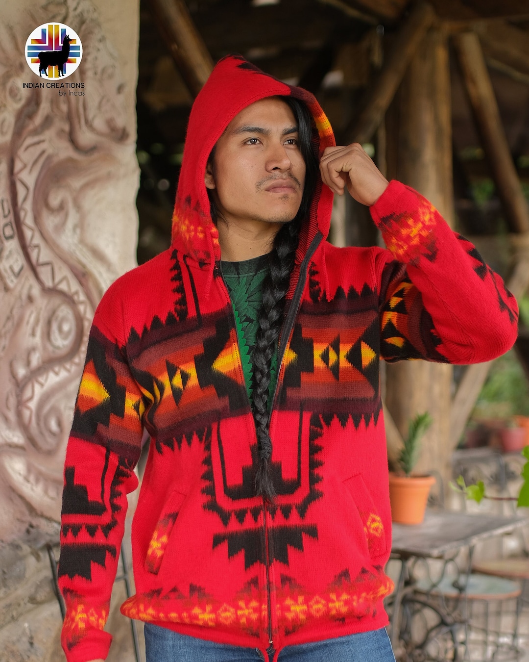 Handcrafted Alpaca Wool Jacket (red Sunset) Crafted by Indigenous Hands ...