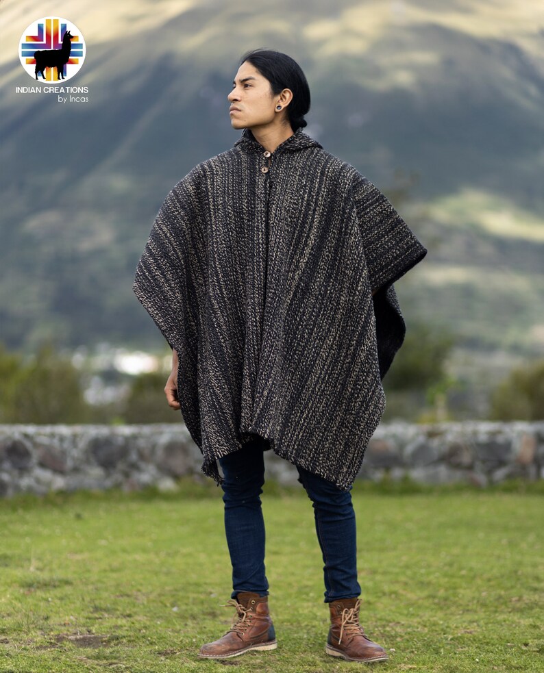 Handmade 100% Sheep Wool Poncho. (gold Rainy) Unisex. One Size. Crafted ...