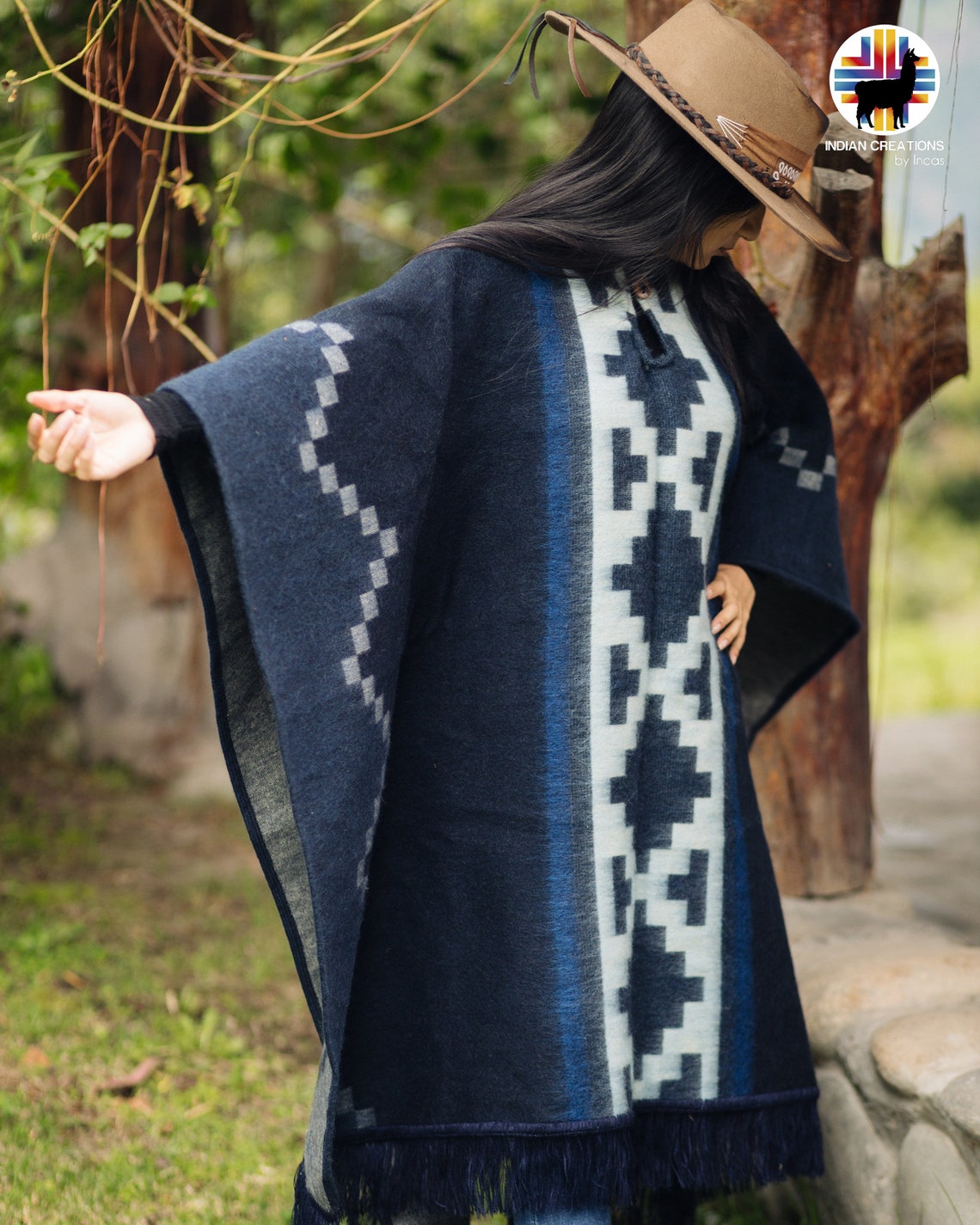 Alpaca Wool Poncho (bluebell) Handcrafted by Indigenous Hands. Soft and ...