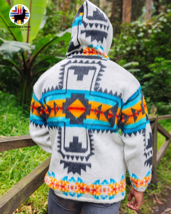 Alpaca Wool Jacket. (sunset Cross) Unisex. Handcrafted by Alpaca Wool Jacket. (sunset Cross) Unisex. Handcrafted by