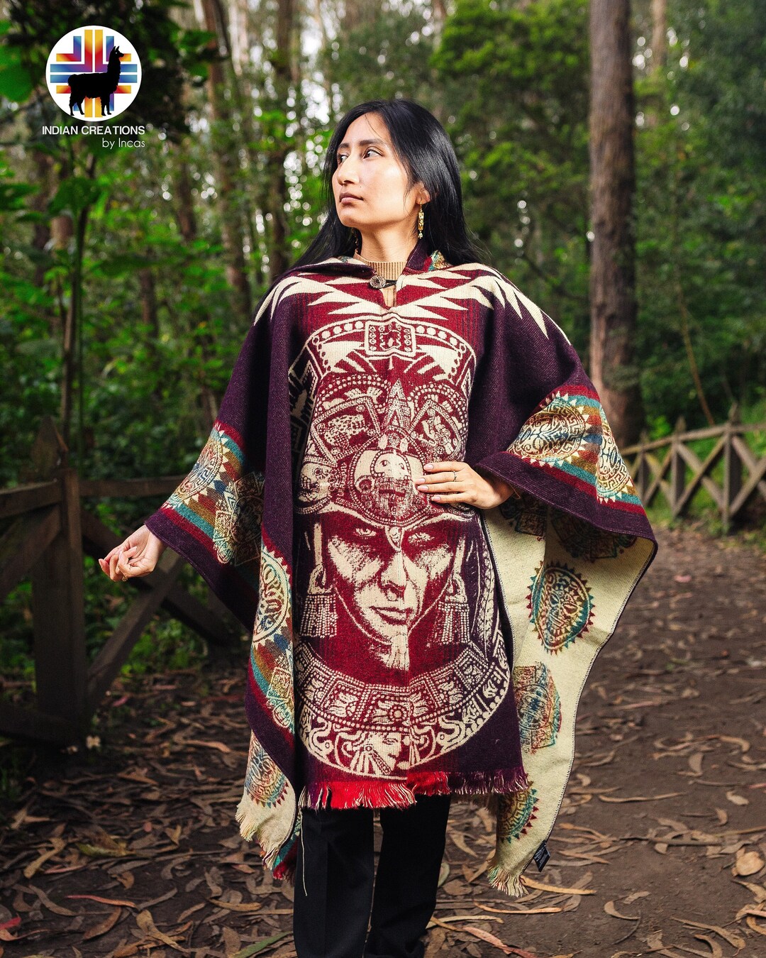 Alpaca Wool Poncho (aztec Warrior II) Handcrafted by Indigenous Hands ...