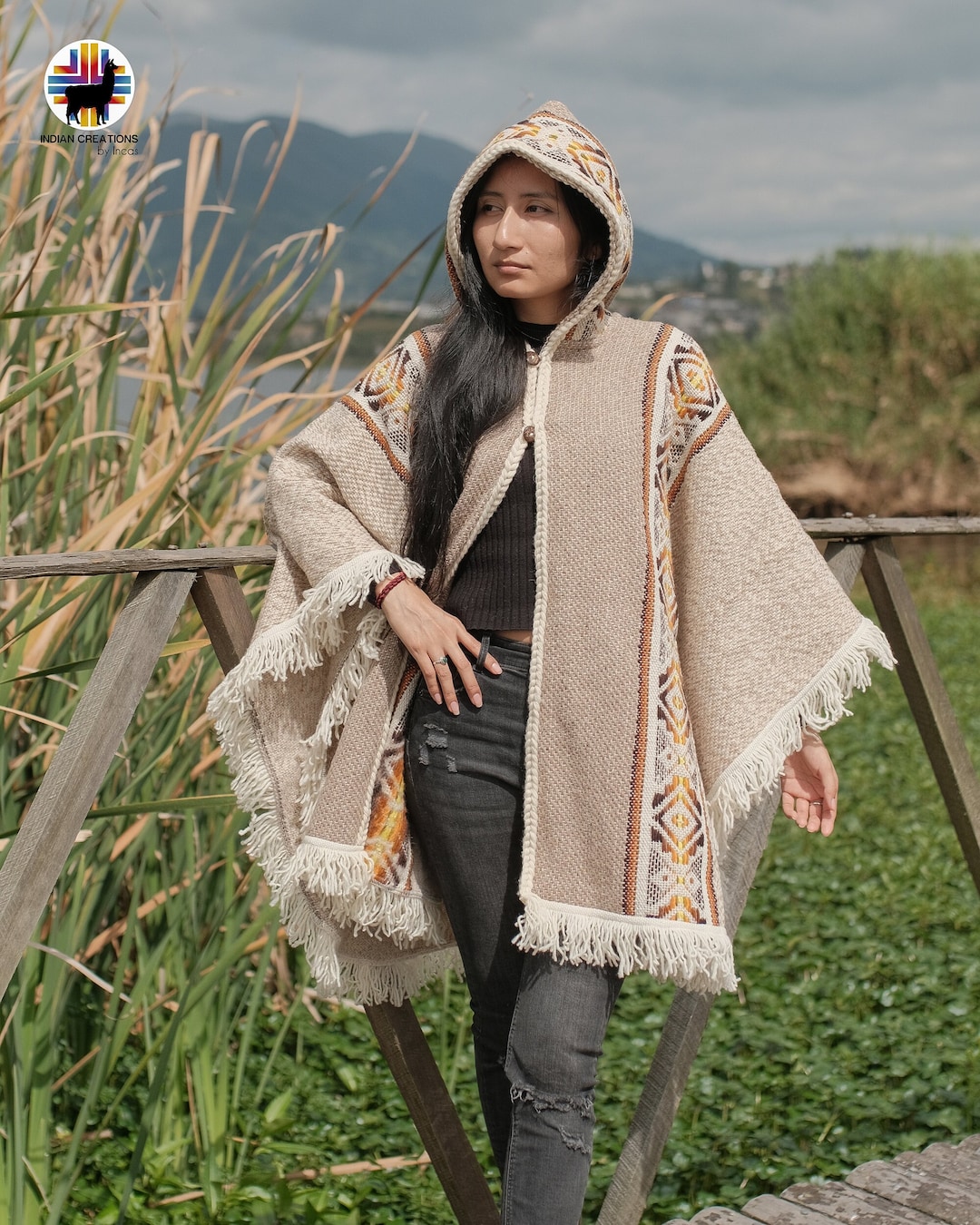 Exclusive Sheep Wool Cape. (desert Sunset) Open Front With Hood ...