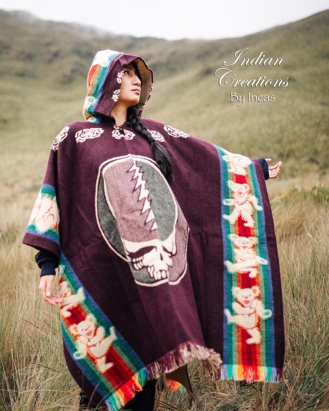 Unisex Handmade Alpaca Wool Poncho (psycho Bear). Exclusive Handcrafted ...