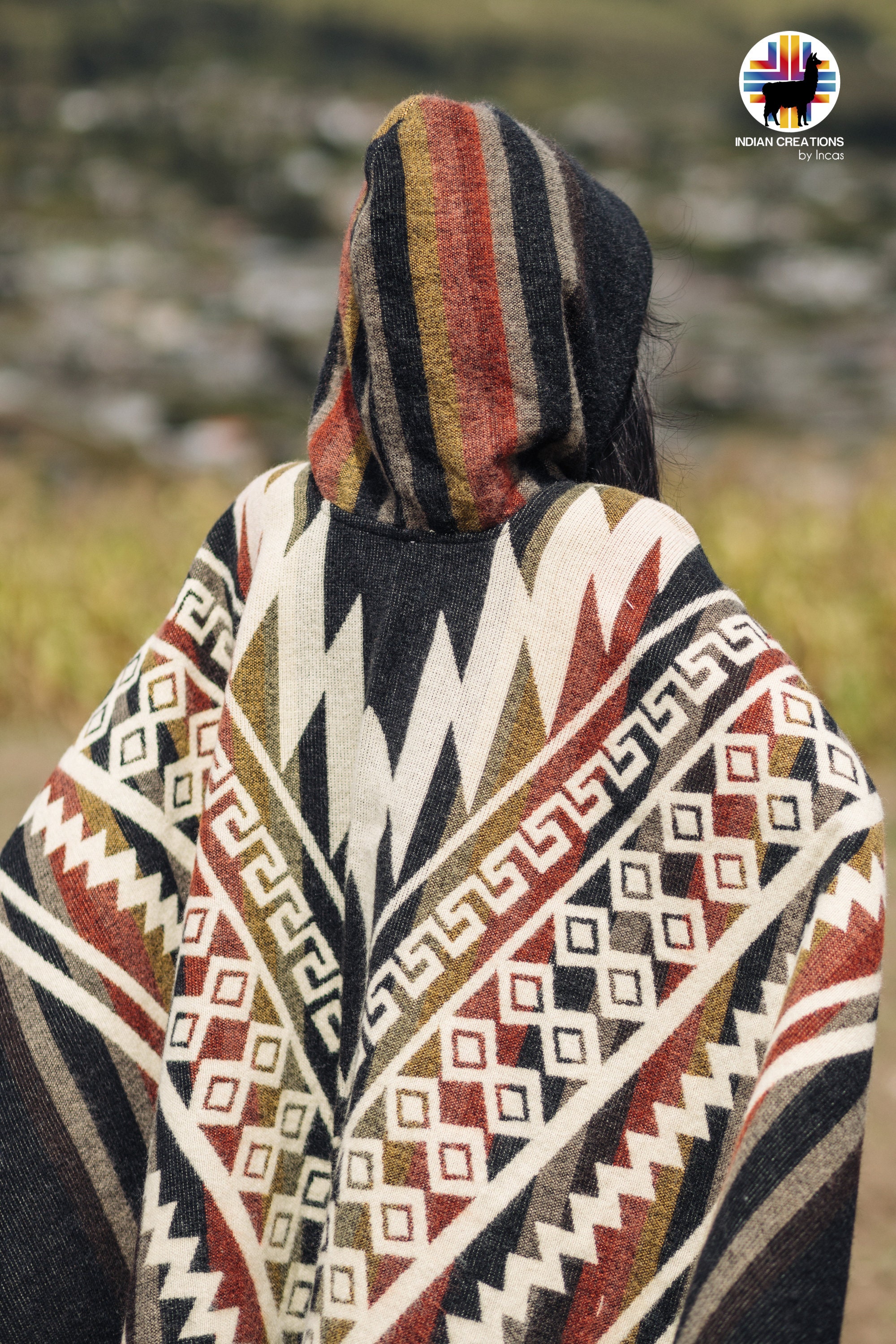 Alpaca Wool Poncho (patagonian Desert) Crafted by Indigenous Hands ...