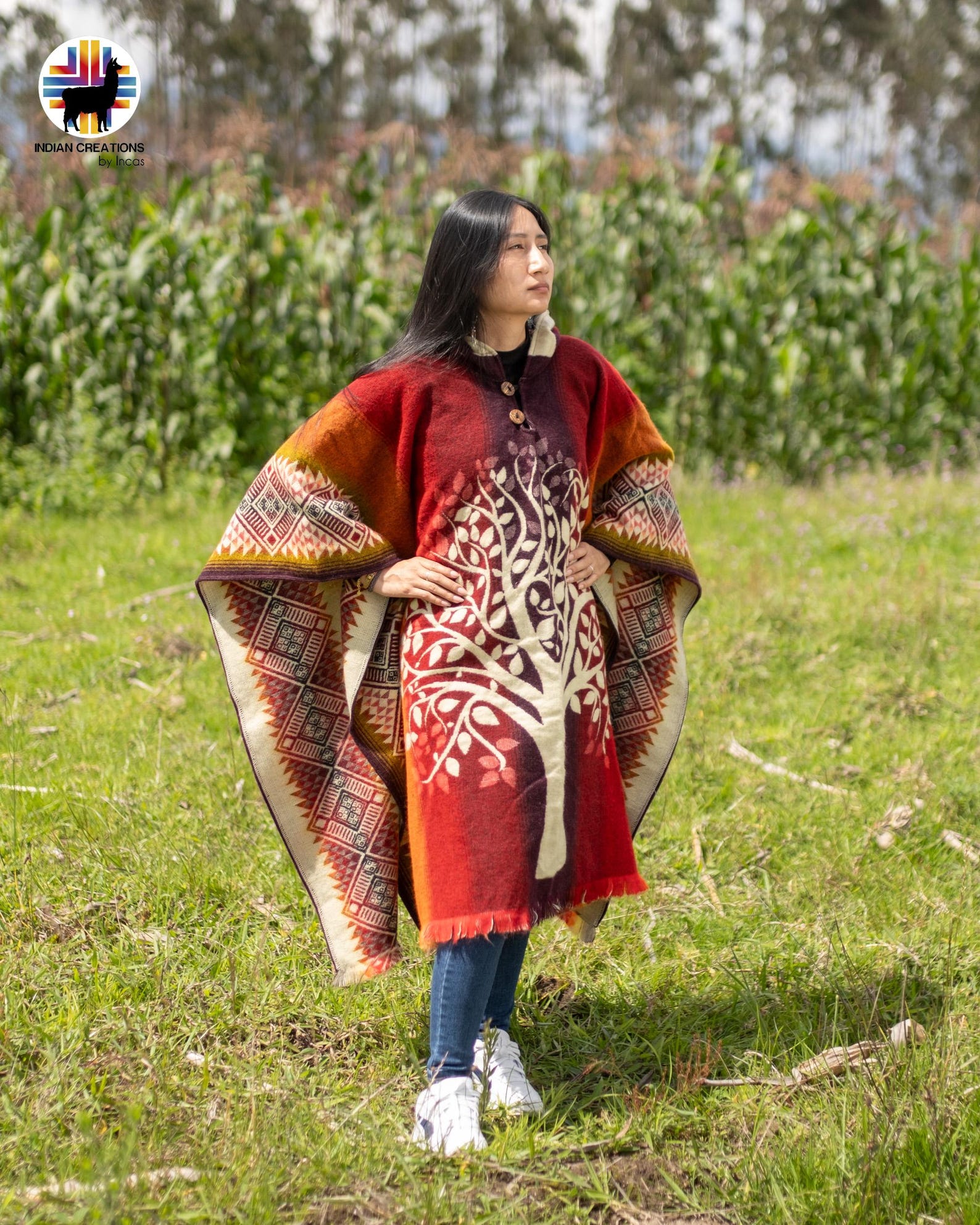 Alpaca Wool Poncho (tree of Life) Handcrafted by Indigenous Hands. Soft ...